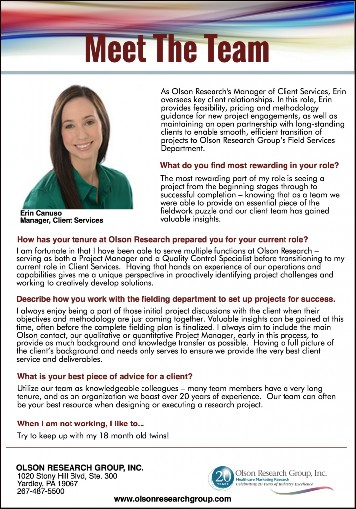 Meet The Team – Erin Canuso | Olson Research Group