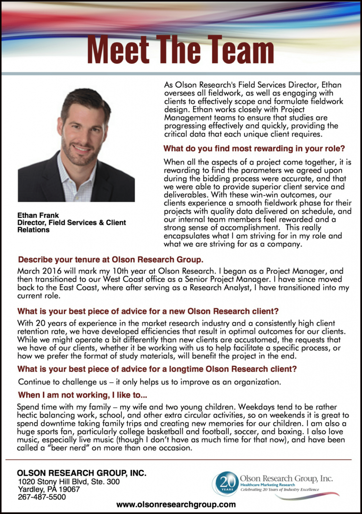 Meet the Team – Ethan Frank | Olson Research Group
